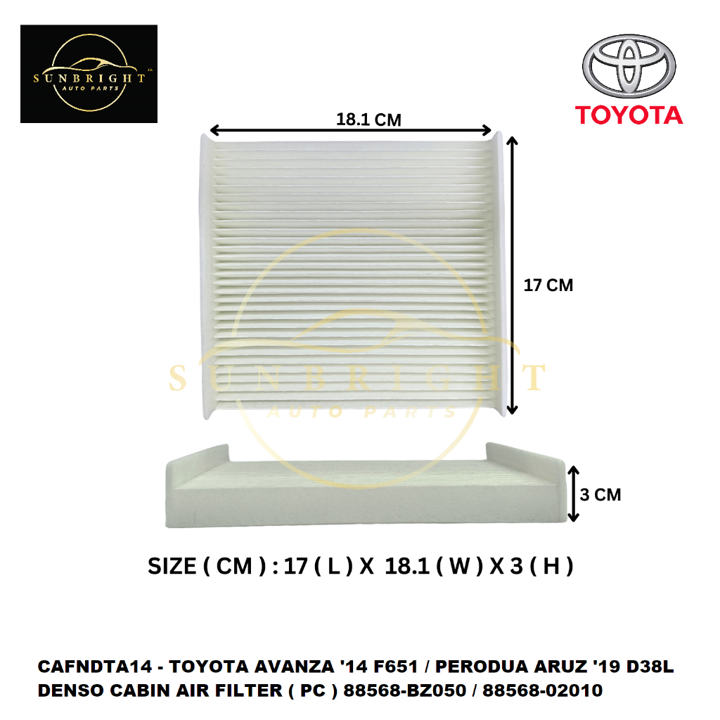 TOYOTA AVANZA '14 F651 / PERODUA ARUZ '19 D38L DENSO CABIN AIR FILTER ...