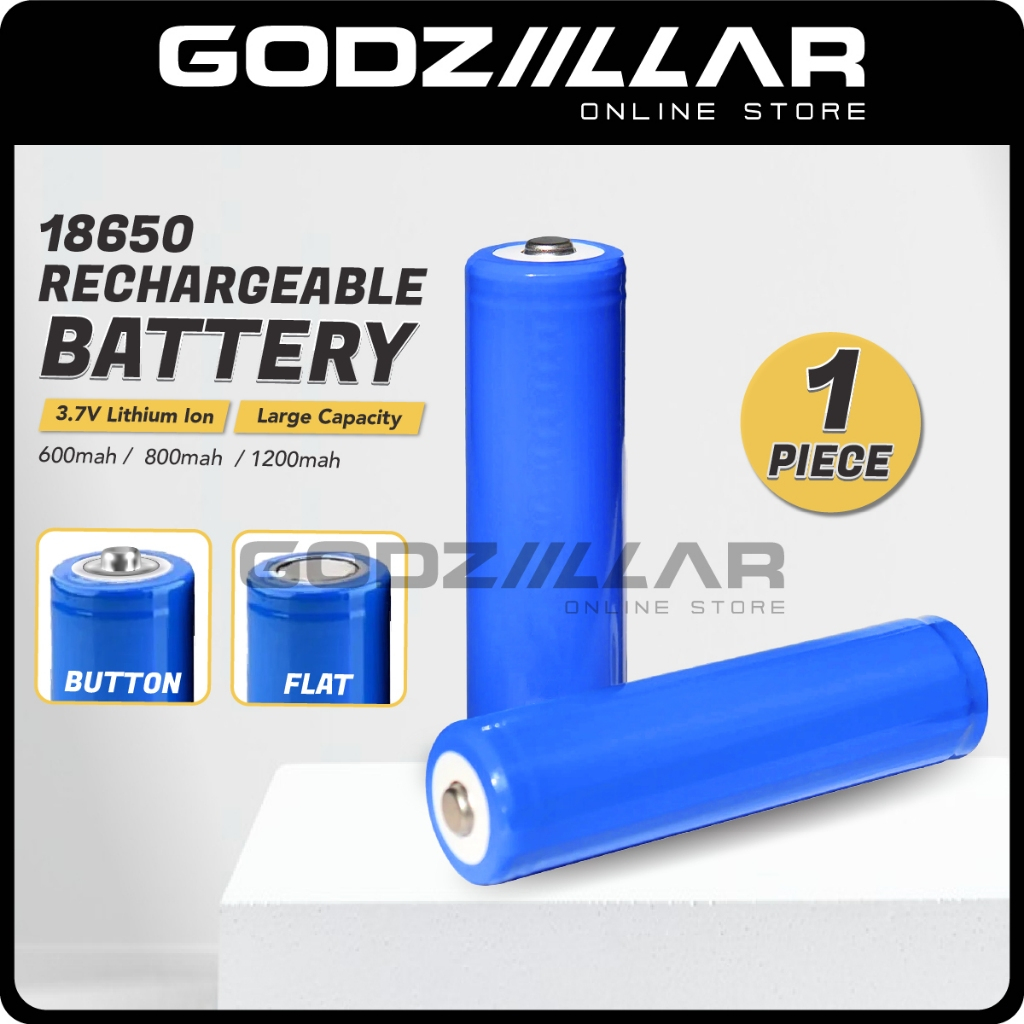 18650 Li-ion Rechargeable Battery 3.7V Lithium Ion Battery Flat Button Top Bateri Boleh Cas ...
