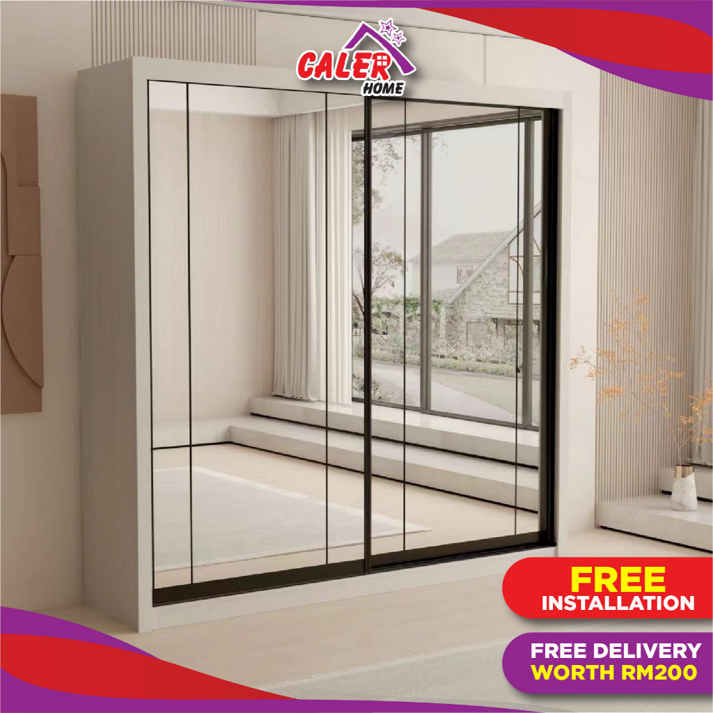 [Free Delivery] Caler Home White Anti-Jump Sliding Door 8x8FT Wardrobe ...