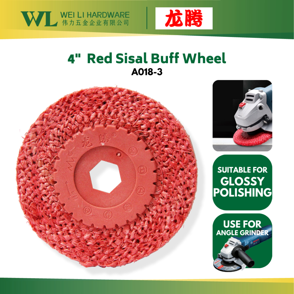 4" 100mm x 8mm Glossy Polishing Red Sisal Buff For Angle Grinder/Mata ...