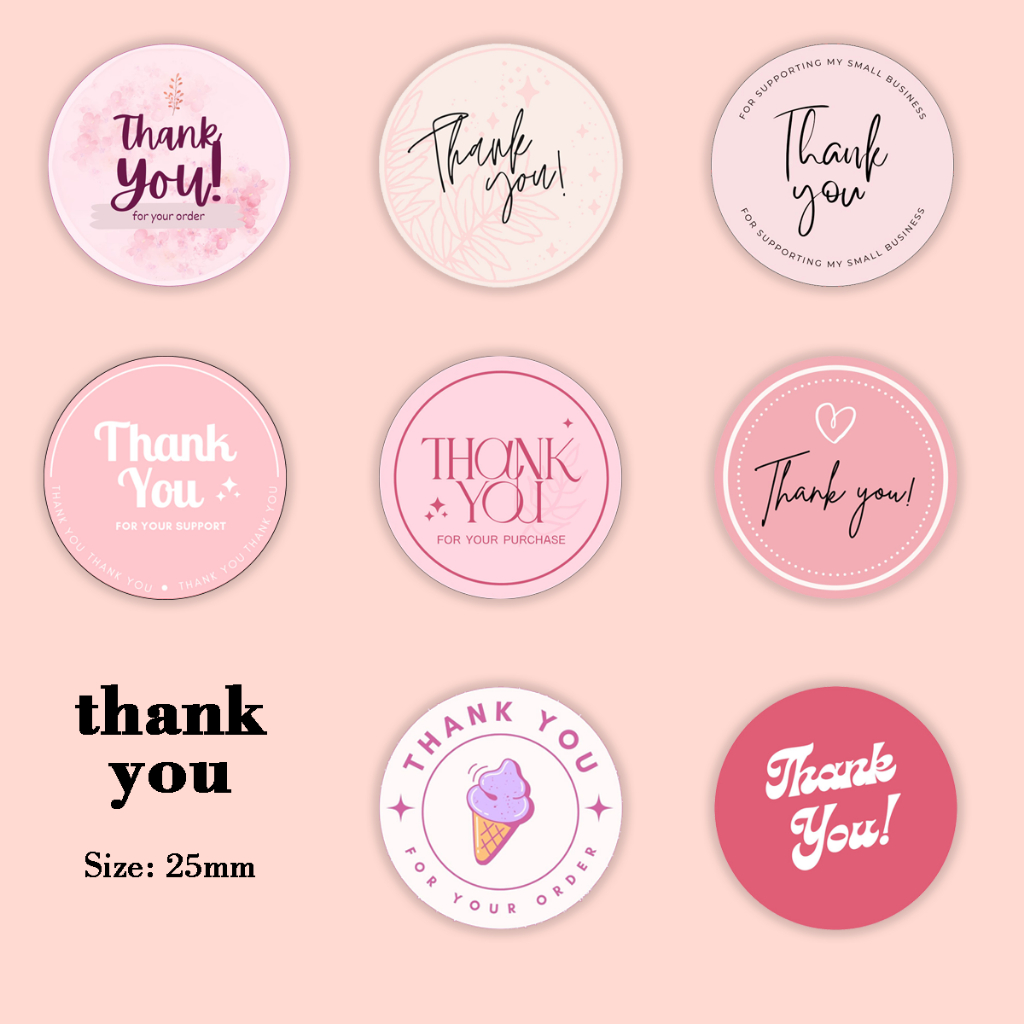 【🔥150 pcs FREE 10pcs🔥】Round Thank You Sticker Terima Kasih Label Gift ...