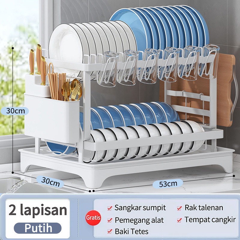 Rak Pinggan Auto Drainer Tray Kitchen Organizer Storage Rack Sinki Rak ...
