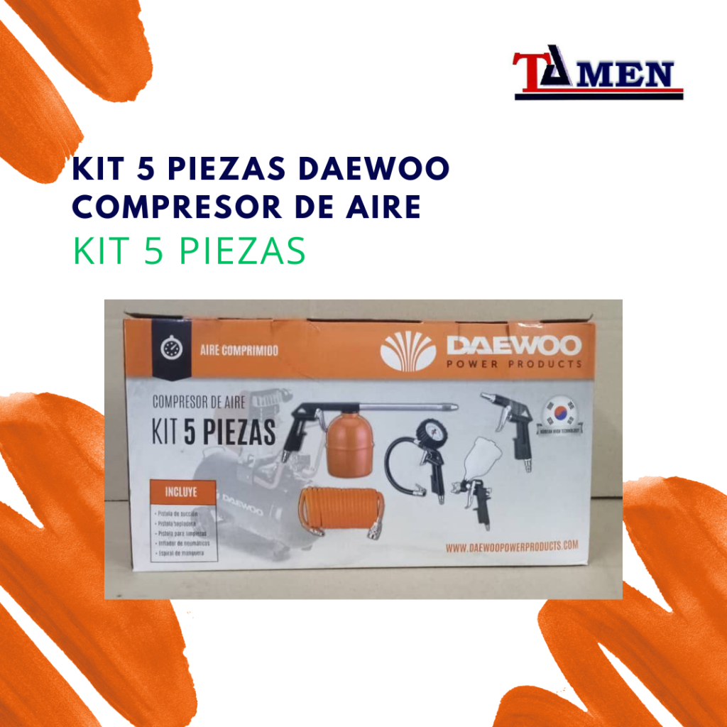 Daewoo Air Compressor 5 Pieces Tool Kit Set Pneumatic Air Tool Kit Set ...