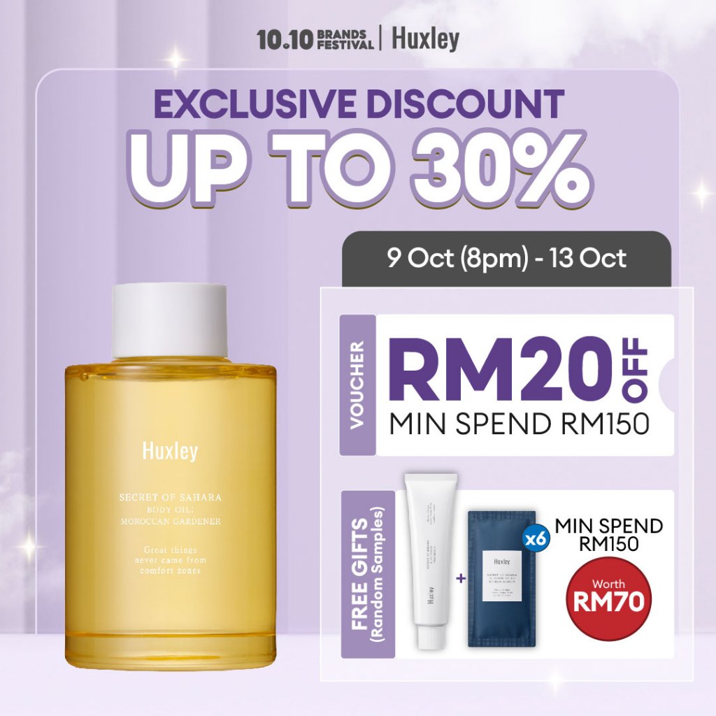 Huxley Body Oil Moroccan Gardener (100ml) - EXPIRY DATE : DECEMBER 2024 ...