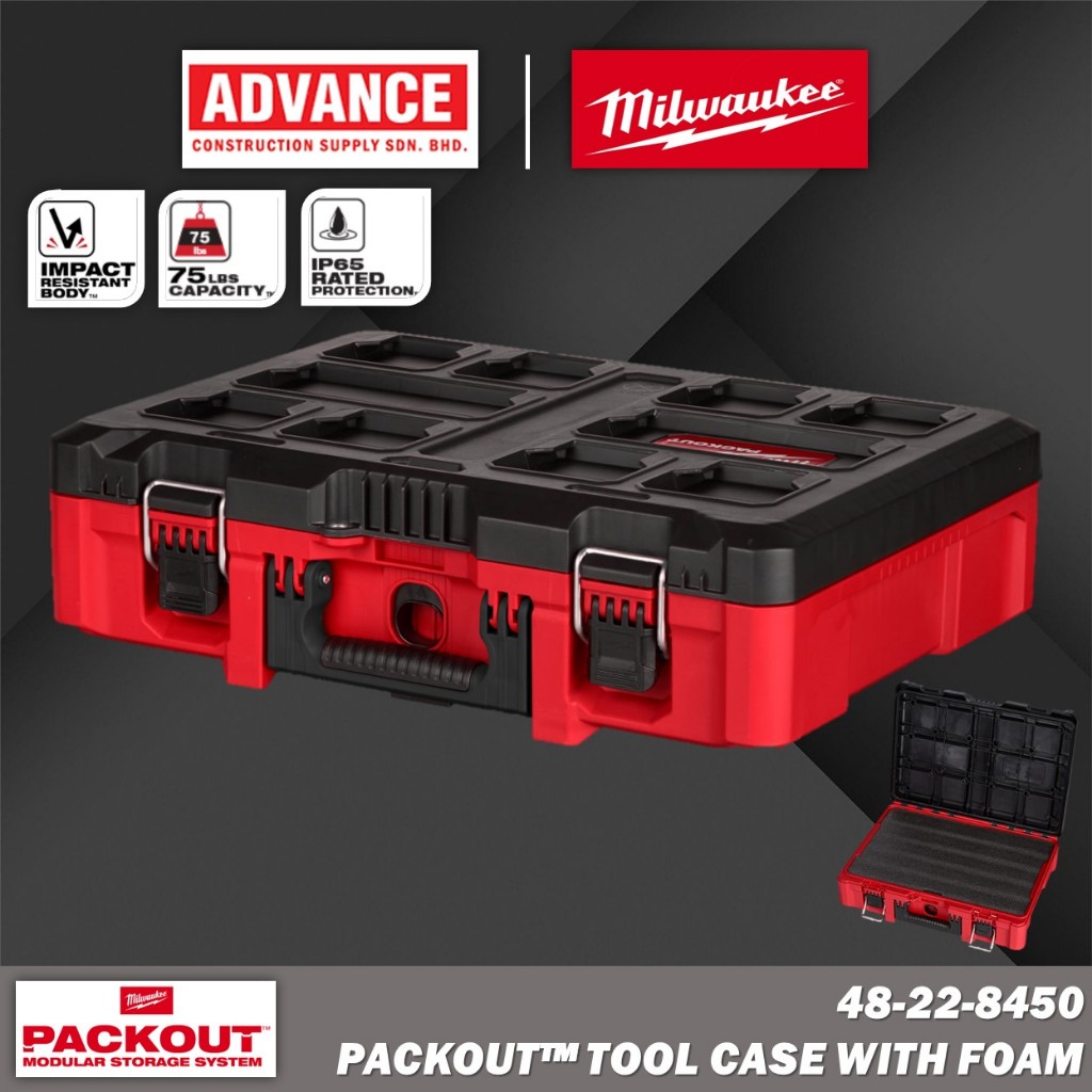 MILWAUKEE 48-22-8450 PACKOUT Tool Case with Customizable Insert ...