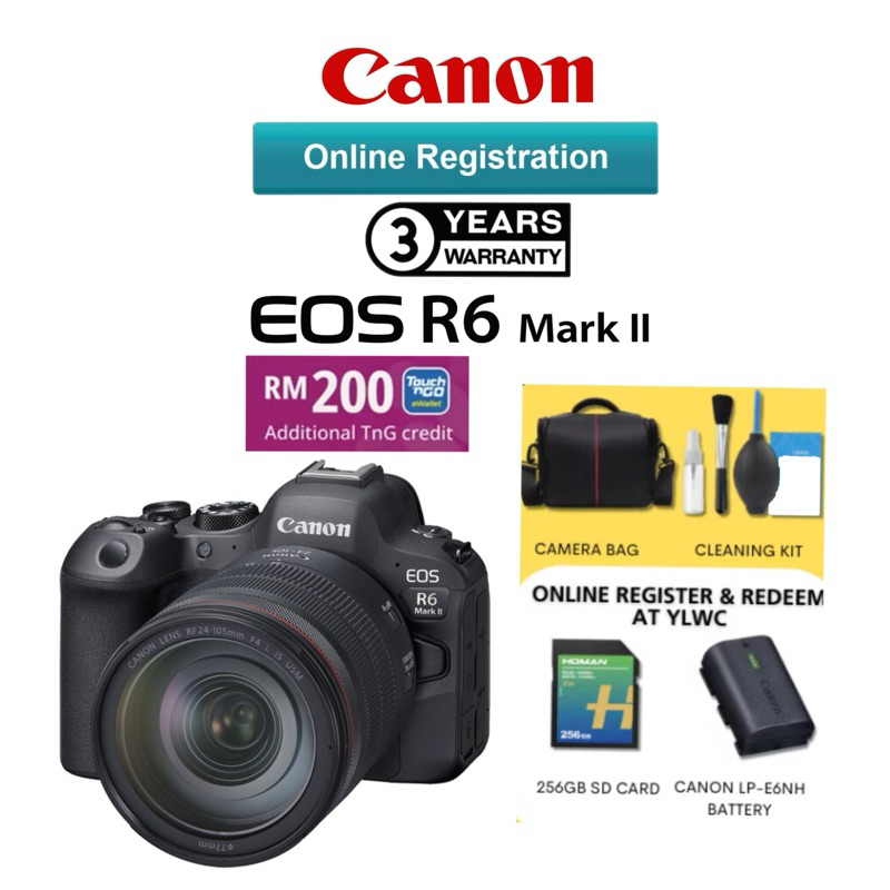 Canon R6 Mark II R6 II RF 24-105mm STM Free Extra Battery Original LP ...