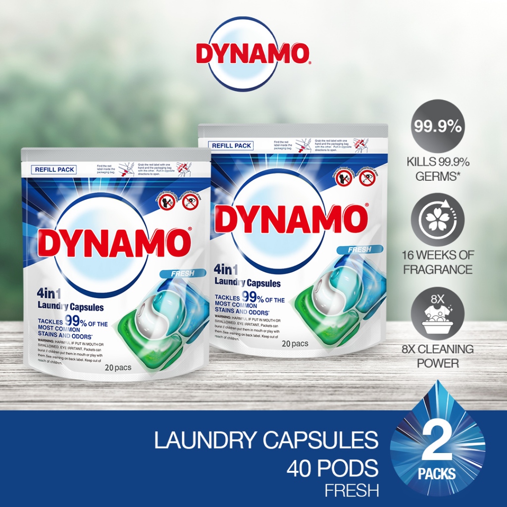 [TWIN PACK] DYNAMO 4in1 Laundry Capsules Fresh 10ml*20pcs Refill ...