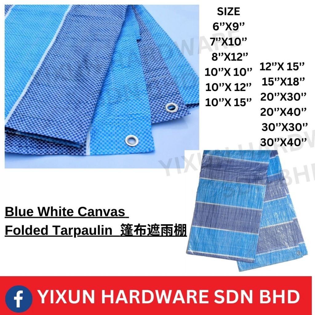 Blue White Canvas Roll Tarpaulin / Kanvas Biru Putih / Blue White ...