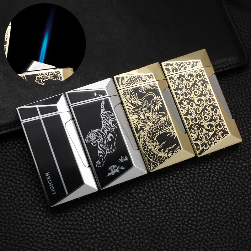 017 Jet Windproof Lighter Refillable Gas Press On Kitchen Fire Starter ...