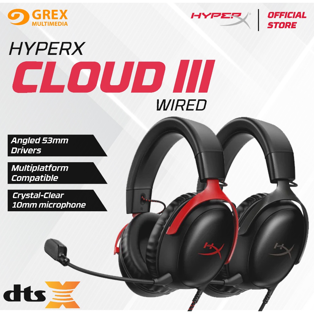 HyperX Cloud III - Gaming Headset Black-Red [727A9AA] Black [727A8AA] | Shopee Malaysia