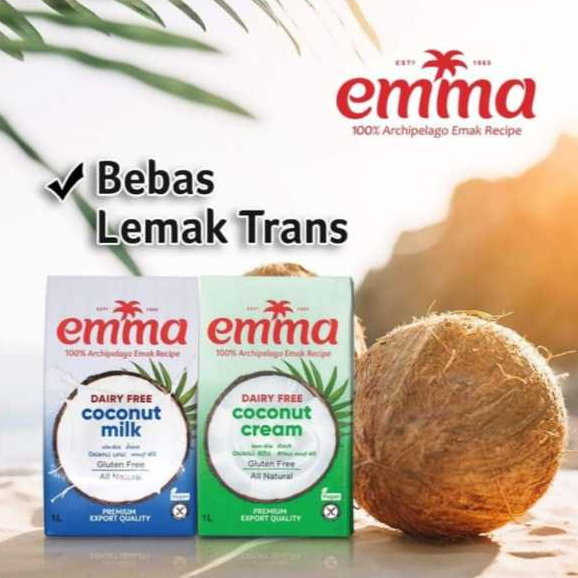 Emma Coconut Milk/Cream 1L /Emma Santan/Krim Kelapa Emma 1L | Shopee ...