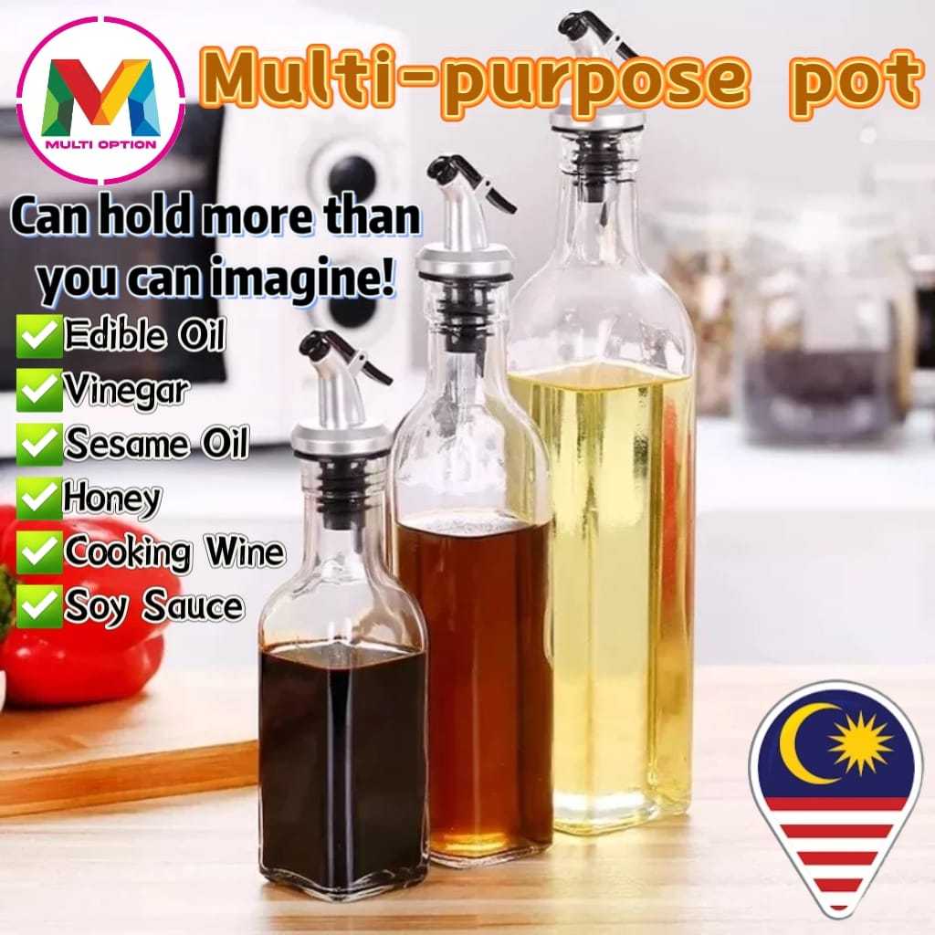 OIL DISPENSER CONDIMENT BOTTLE GLASS KITCHEN SEASONING BOTTLE GLASS ...