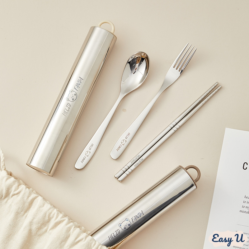 304 Stainless Steel Portable 3 Pieces Set Cutlery | Kid Tableware Set ...