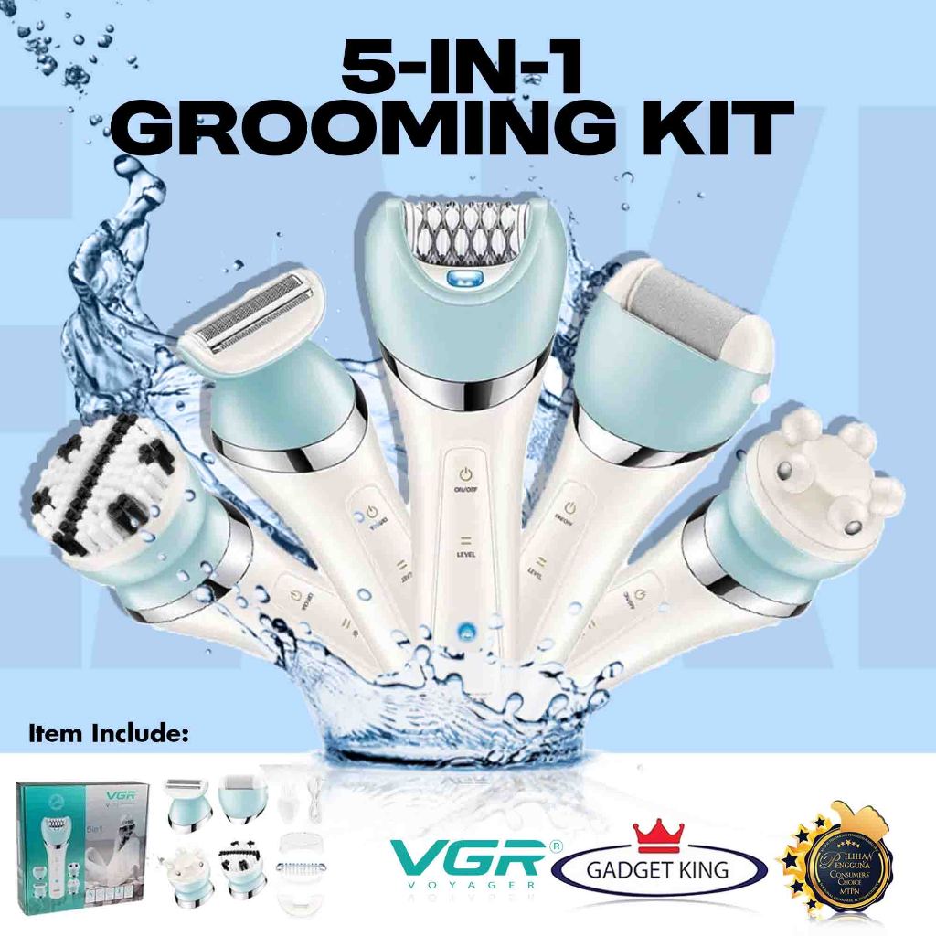 VGR Professional 5-in-1 Women Grooming Kit Shaver for Face, Legs, Underarms & Bikini area ...