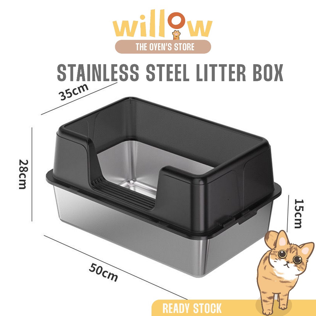 [WILLOW PET] Stainless Steel Litter Box with frame Cat litter box ...