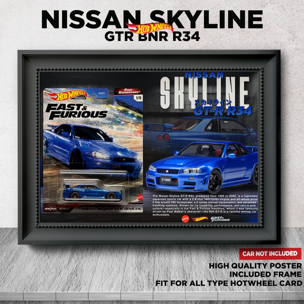 Frame Hotwheels Nissan Skyline GTR BNR R34 Edition Poster | Shopee Malaysia
