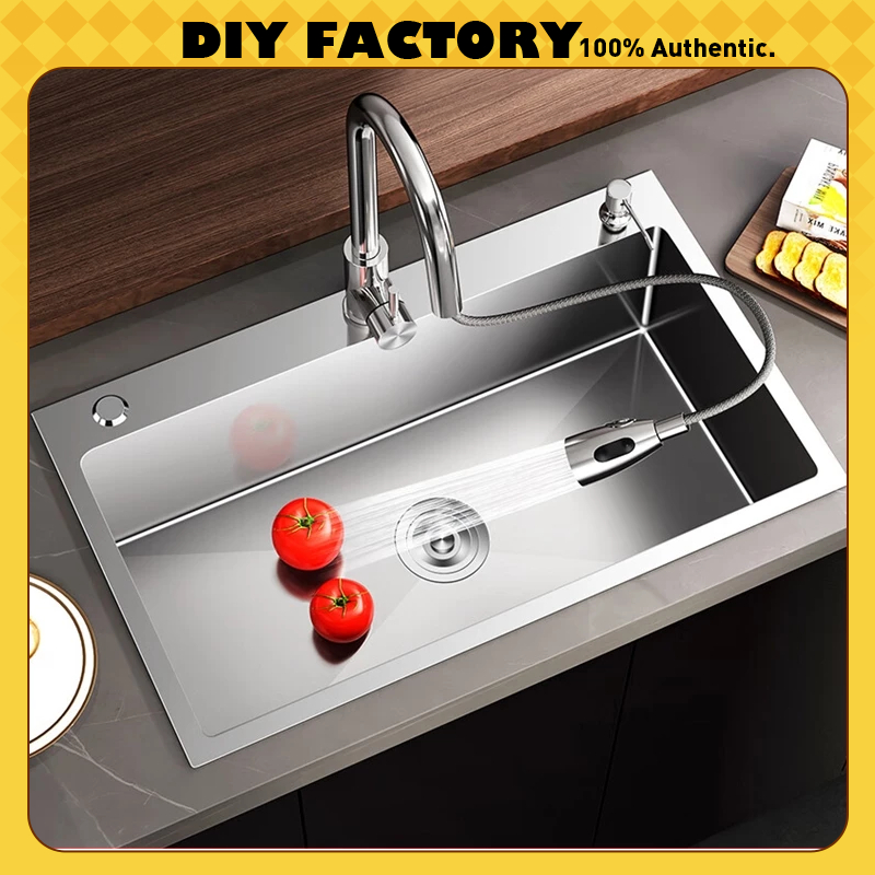 Nano Kitchen Sinki 304 Stainless Steel Handmade Single Dapur Bowl ...