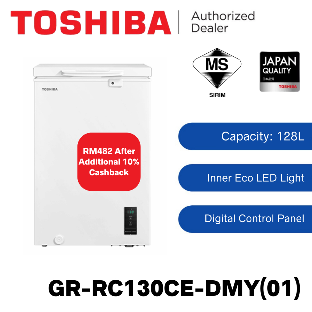 Toshiba 128L / 258L / 390L Chest Freezer with LED Light GR-RC130CE-DMY(01) / GR-RC259CE-DMY(01 ...