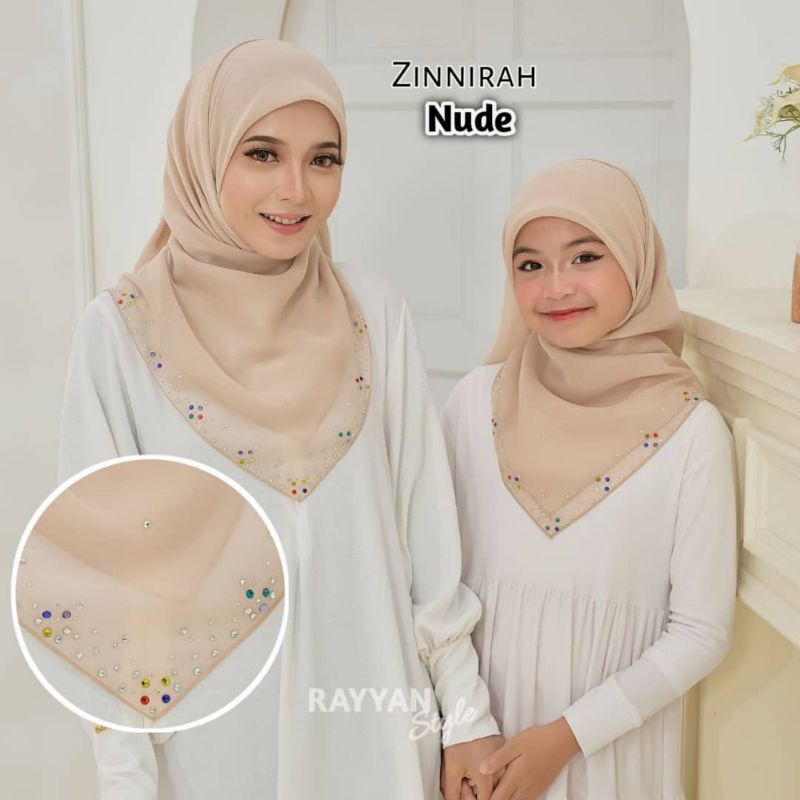 Tudung Bawal Zinnirah Ibu Anak Sedondon Bidang 38,45,55 Square Cotton ...
