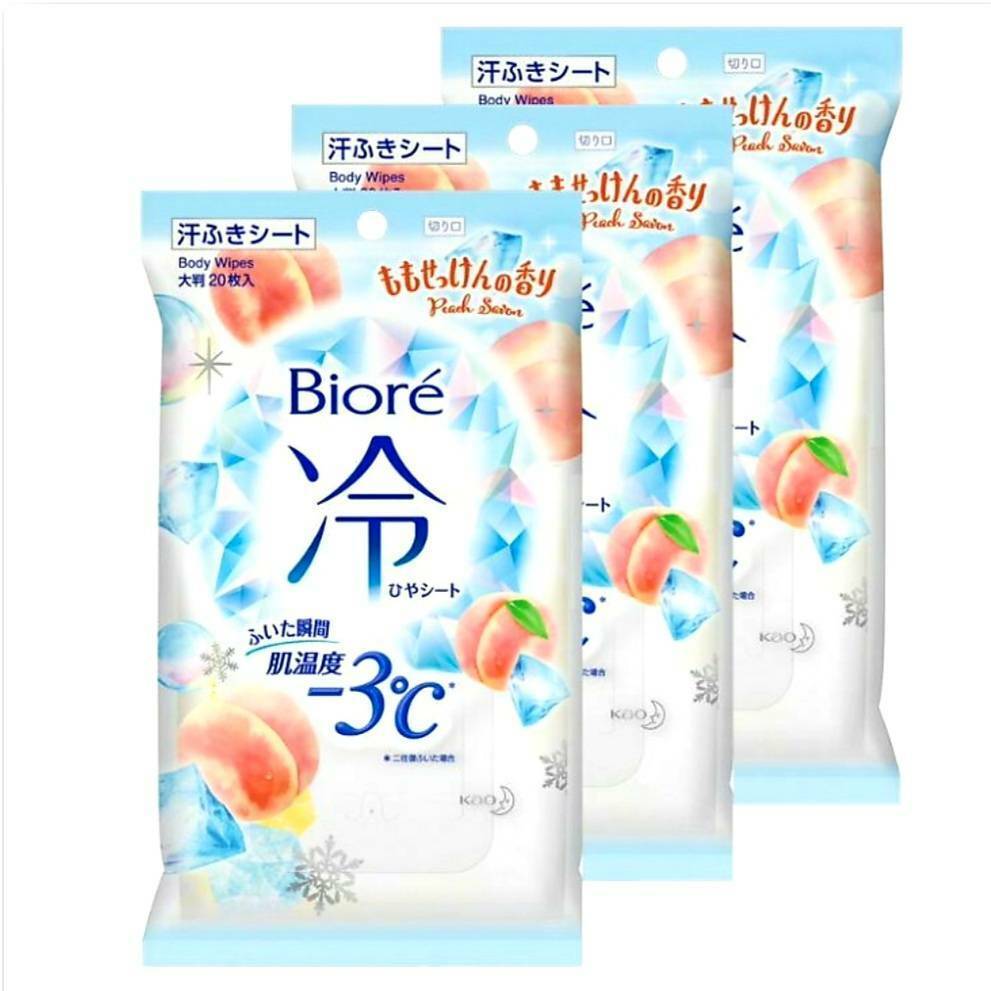 Kao Biore Cool Sheet 20 sheets Cool Body Sheet Body Care Peach soap ...