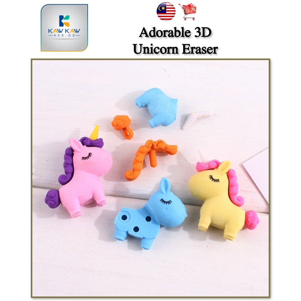 𝐊𝐊𝐒 𝐀𝐝𝐨𝐫𝐚𝐛𝐥𝐞 𝟑𝐃 𝐔𝐧𝐢𝐜𝐨𝐫𝐧 𝐄𝐫𝐚𝐬𝐞𝐫 🚚 Mini Cartoon Rubber Pencil Eraser Kids ...
