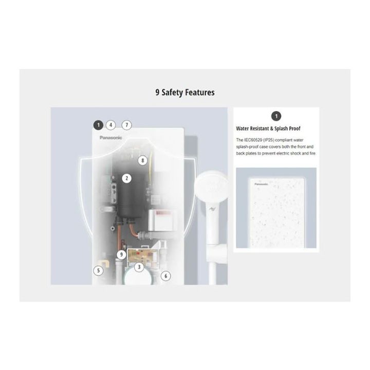 Panasonic V Series Jet Pump Water Heater DH-3VP1MW Home Shower Pemanas ...