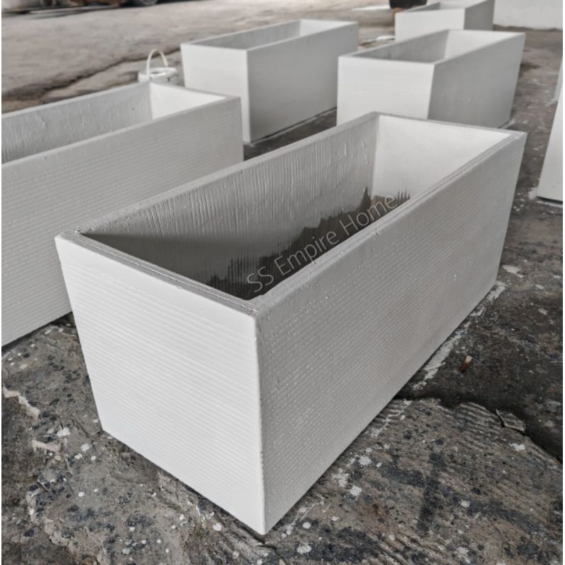 ROSO CS17 White Rectangle Planter Box Cement Heavy Duty Flower Pot Pasu ...