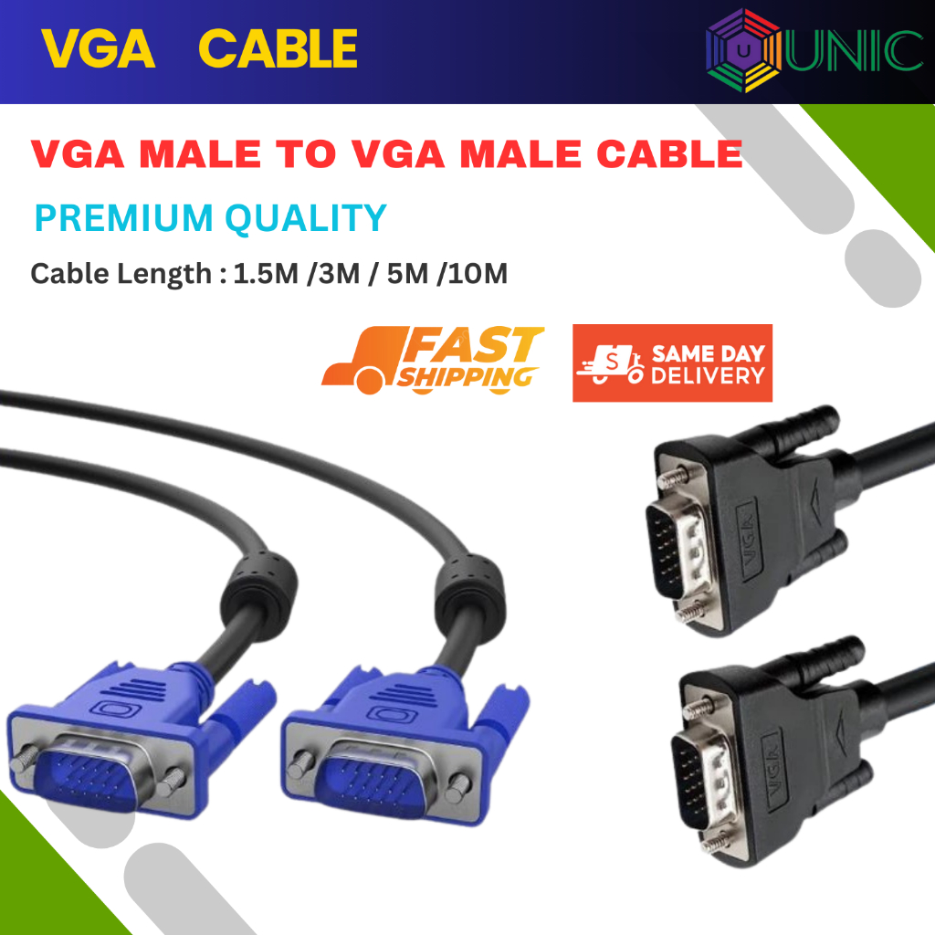 VGA Cable 1.5M / 3.0M / 5.0M /10M VGA MALE TO VGA MALE CABLE / 15PIN VGA CABLE For Desktop ...