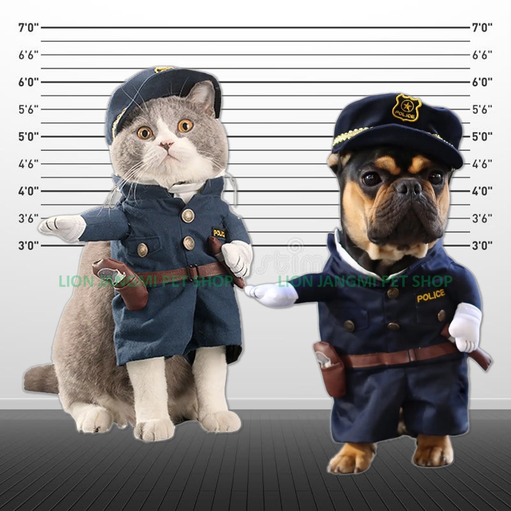 Police Polis Cat Costume Halloween - Baju Kucing Betina Jantan, Dog Cat ...