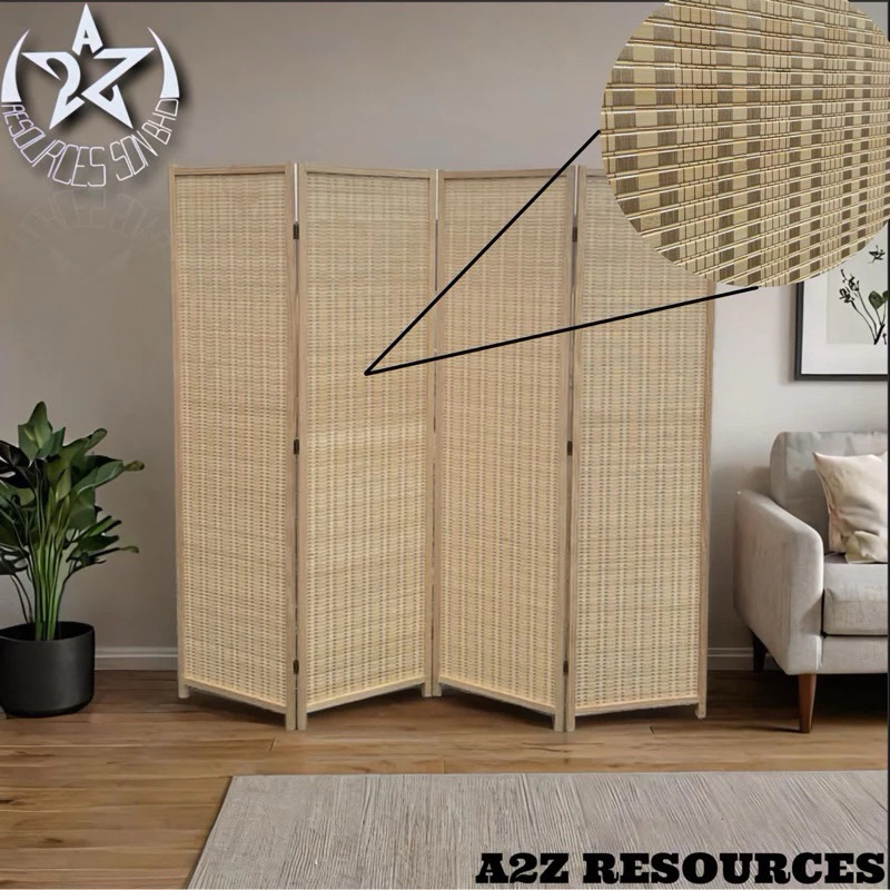 Wooden Frame Bamboo Wall Partition with free LEGS| Room Divider | Bidai ...