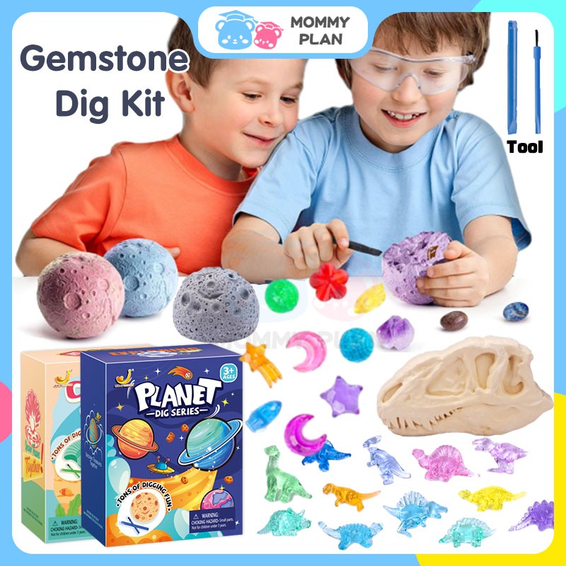 Kids Archaeological Digging Toy Gemstone Dig Kit Dinosaur Planet Heart ...