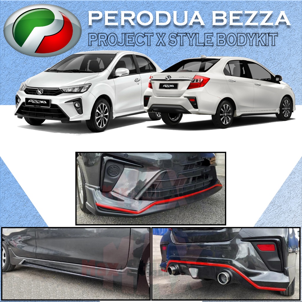 PERODUA BEZZA 2020 PROJECT X STYLE FULLSET BODYKIT SKIRTING (FRONT ...