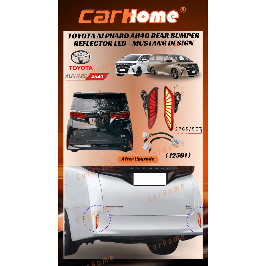 TOYOTA ALPHARD AH40 2023 2024 DYNAMIC REAR BUMPER REFLECTOR LED ...