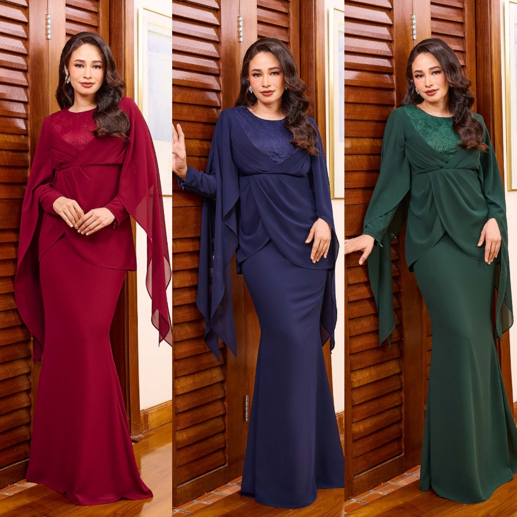 Evynn Baju Kurung Moden Chiffon Lace by Deenara | Shopee Malaysia