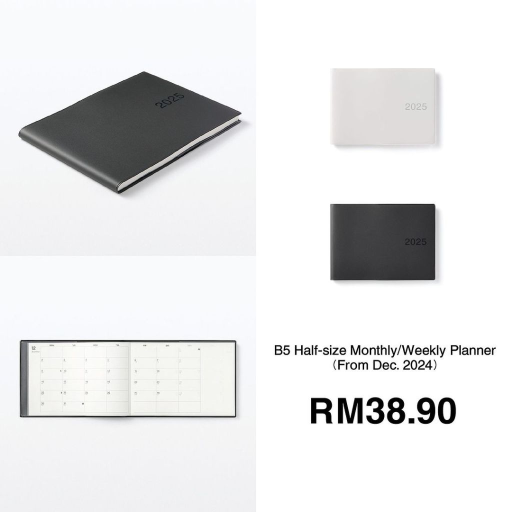 MUJI 2025 B5 Half-Size Planner / Monthly / Weekly Planner / Monday Start | Shopee Malaysia