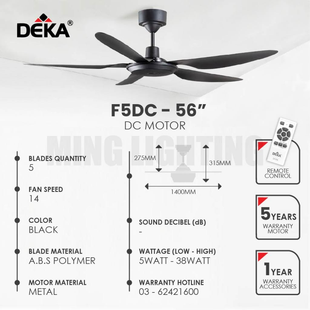 (Sirim) DEKA F5DC PRO Ceiling Fan Remote Control 10+10 Speed Kipas ...