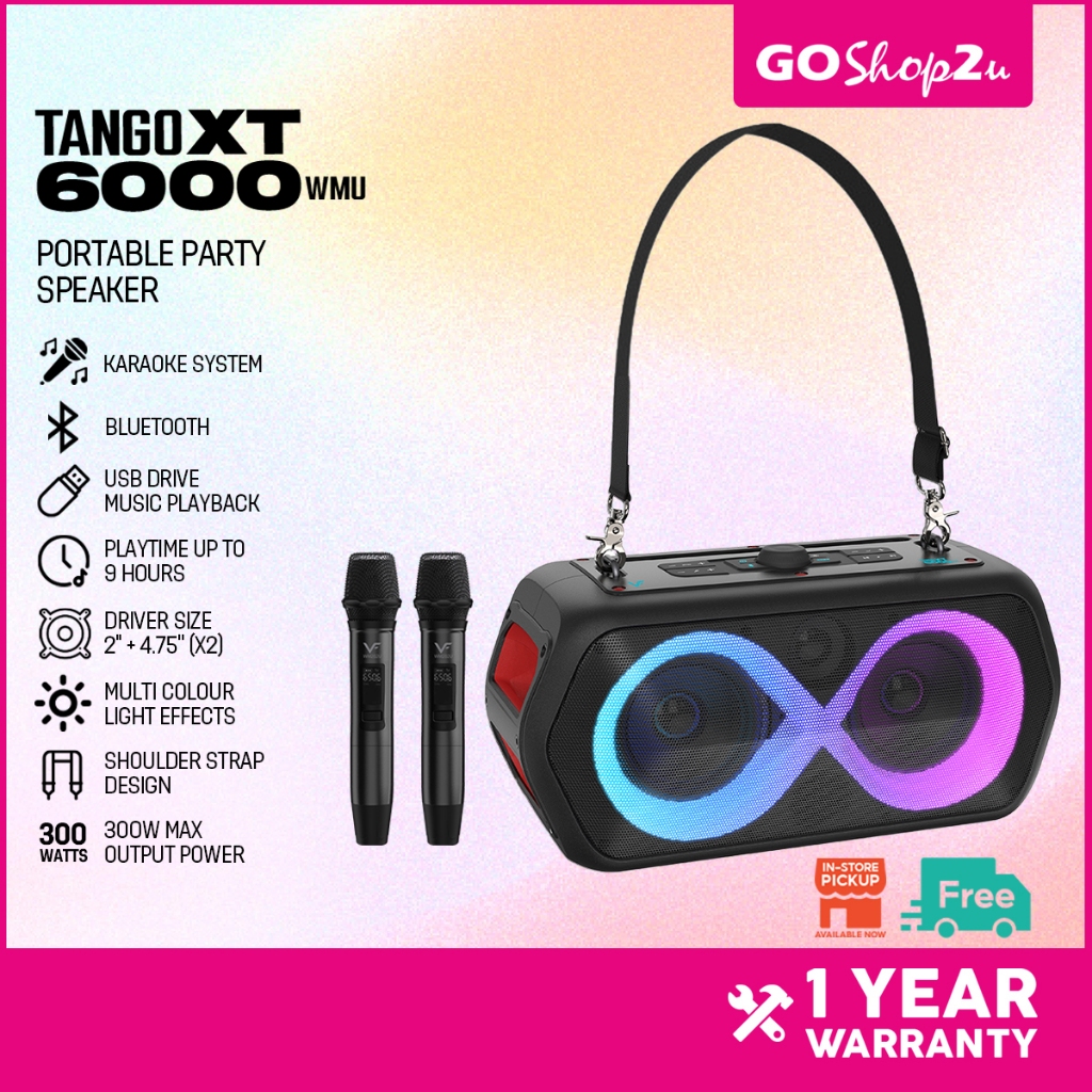 Vinnfier VF Tango XT6000 Portable Bluetoorh Karaoke Speaker 300W Party Light Effects 2 UHF ...