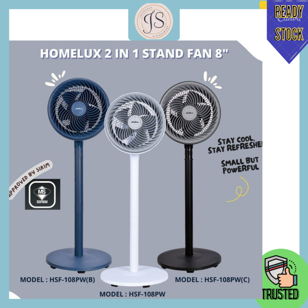 JASENG | Homelux 2 In 1 Stand Fan 8'' / Adjustable Stand Fan / Table ...