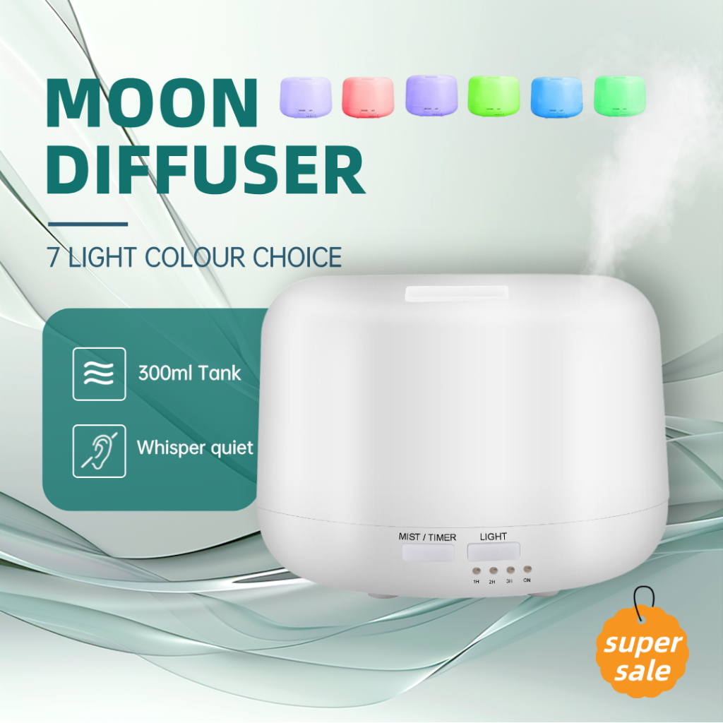 500ML Bedroom Remote Control 7 Color LED Light Ultrasonic Air ...