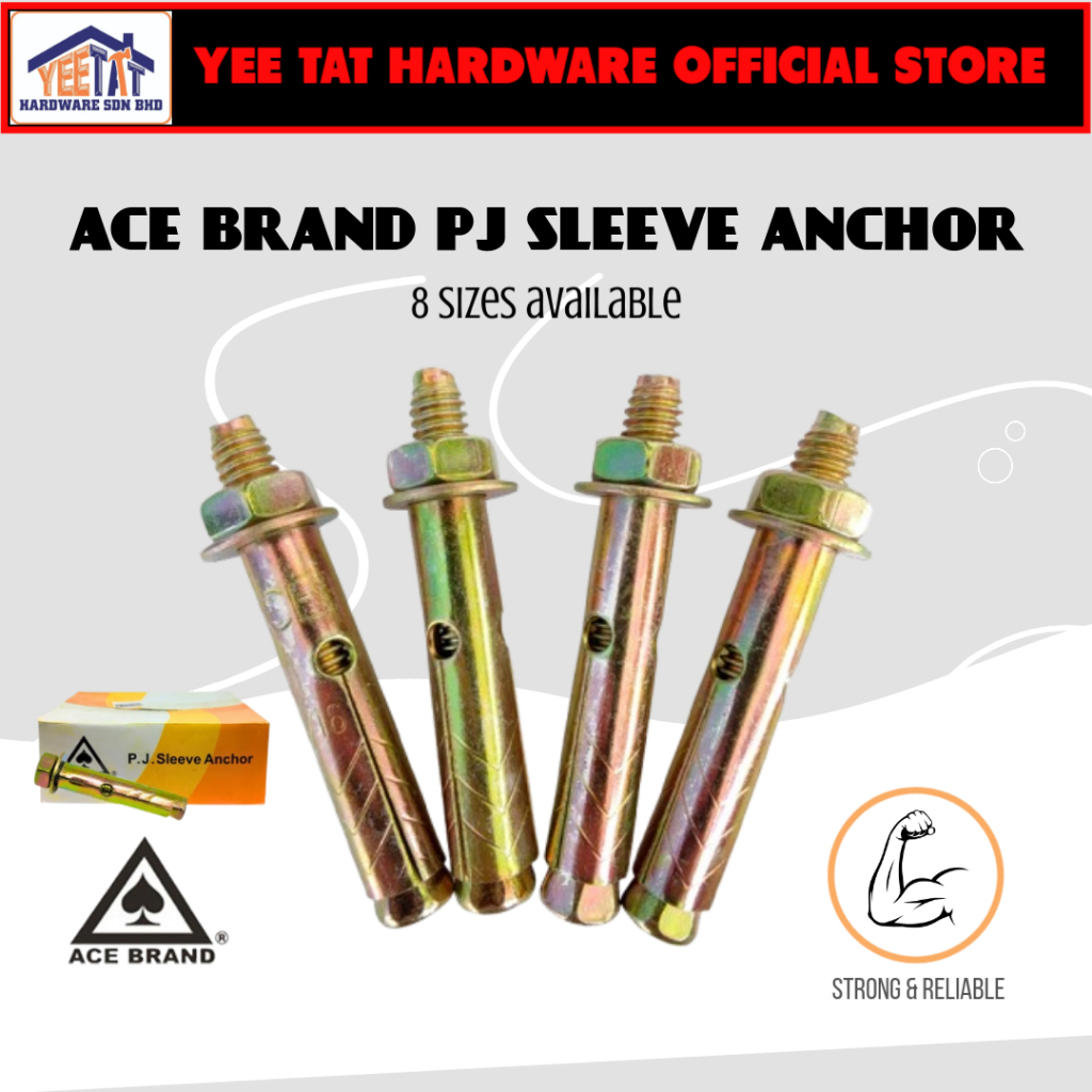 [ ACE ] P.J. Sleeve Anchor Fastener For Concrete 8 Sizes Available (1 ...
