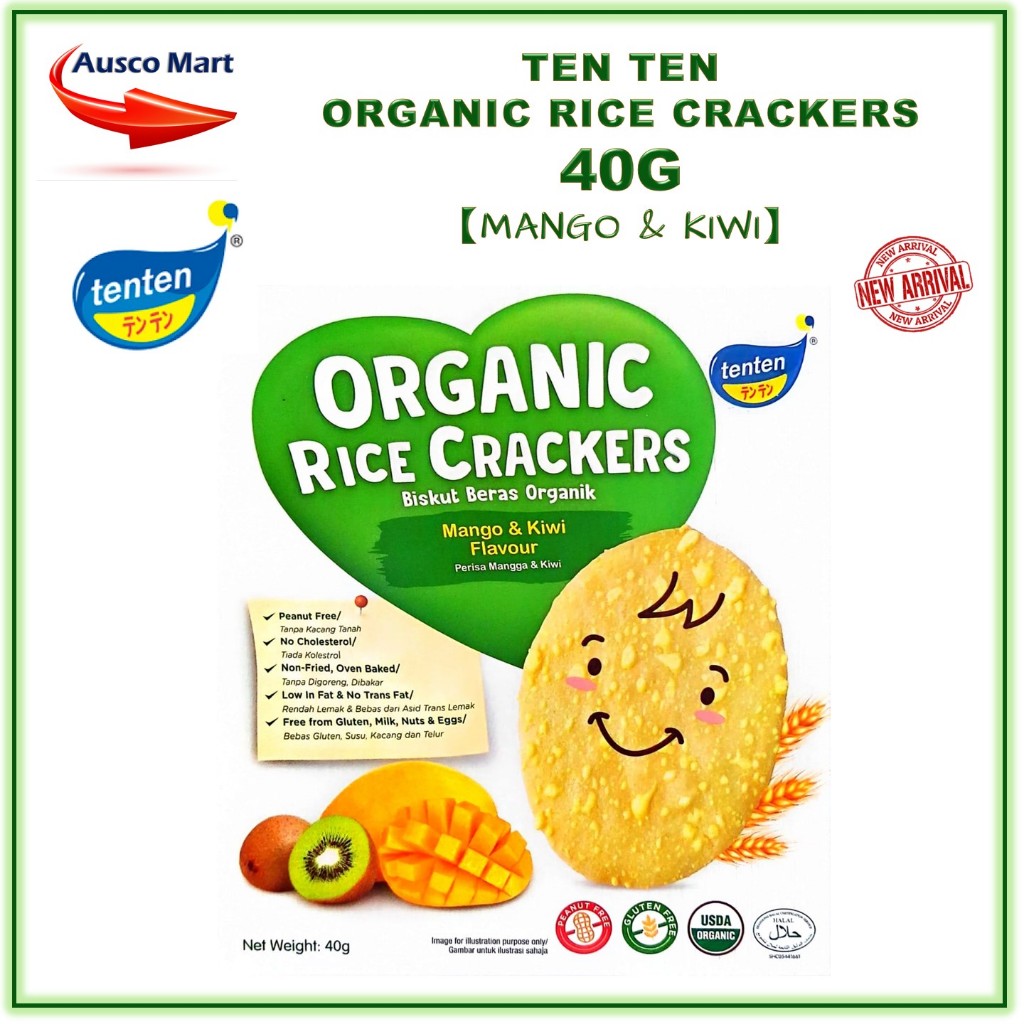 TEN TEN ORGANIC RICE CRACKERS 40G 【MANGO & KIWI】 | Shopee Malaysia