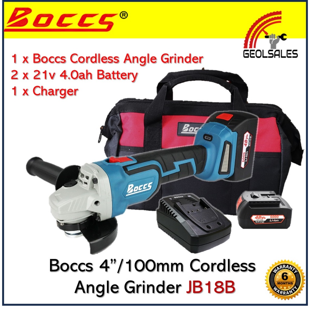 Boccs 21V 4"/100MM Brushless Cordless Angle Grinder JB18 (GWS 180-Li ...