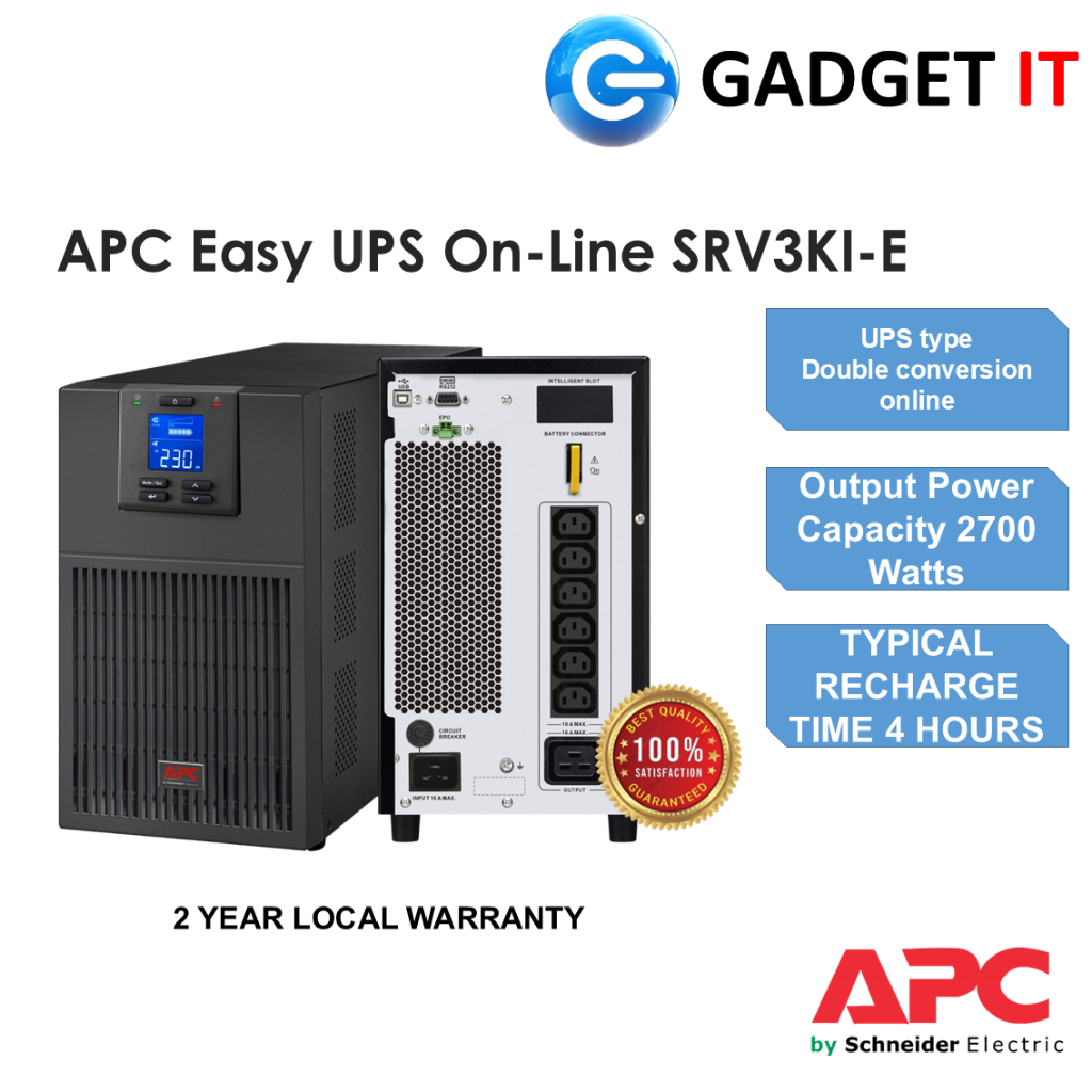 APC Easy UPS SRV 3000VA 230V SRV3KI (UPS-APC-SRV3KI-E) | Shopee Malaysia