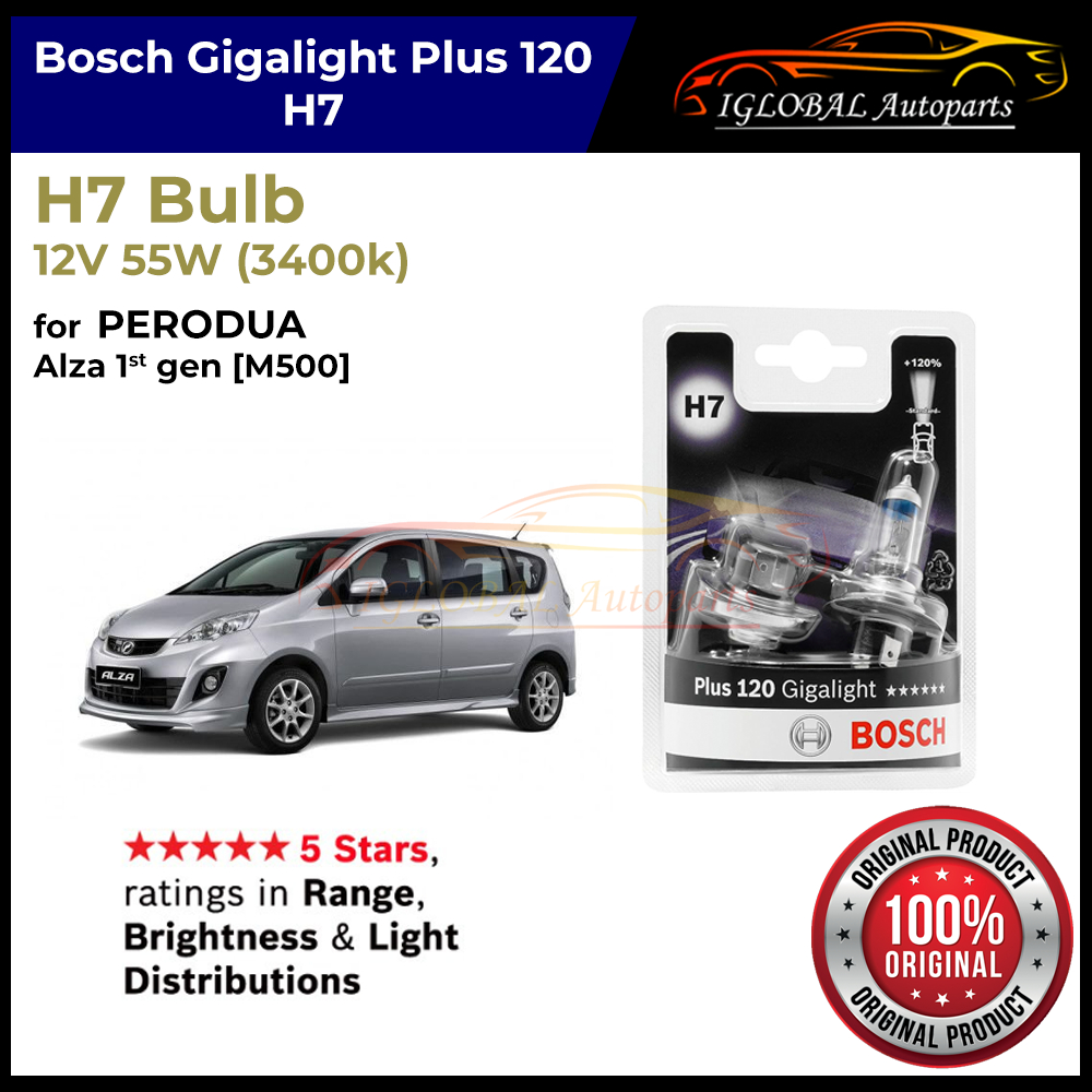 Bosch H7 Plus 120 Gigalight Headlight Bulb for Perodua Alza 1st gen ...