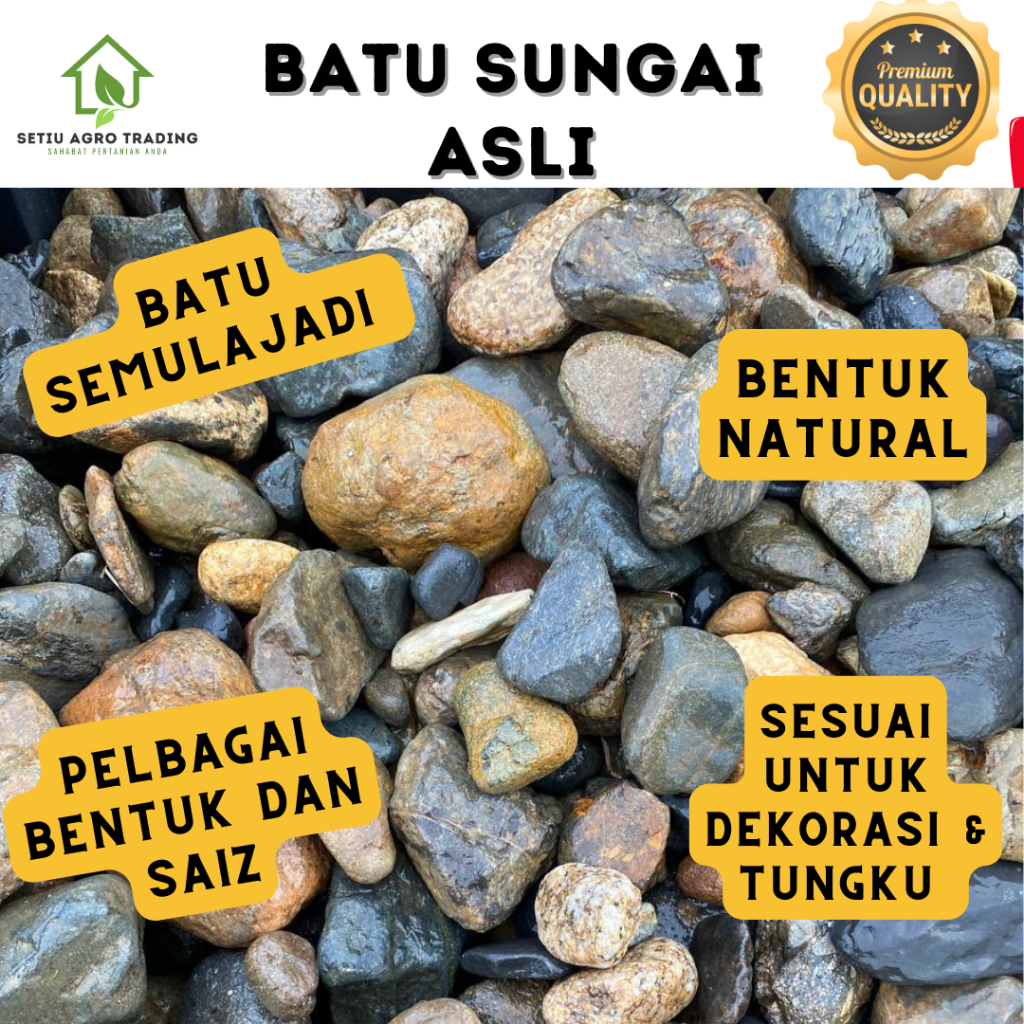 Batu Sungai 5 kg/pack | Batu Sungai | Deco stone | Batu hias kubur ...