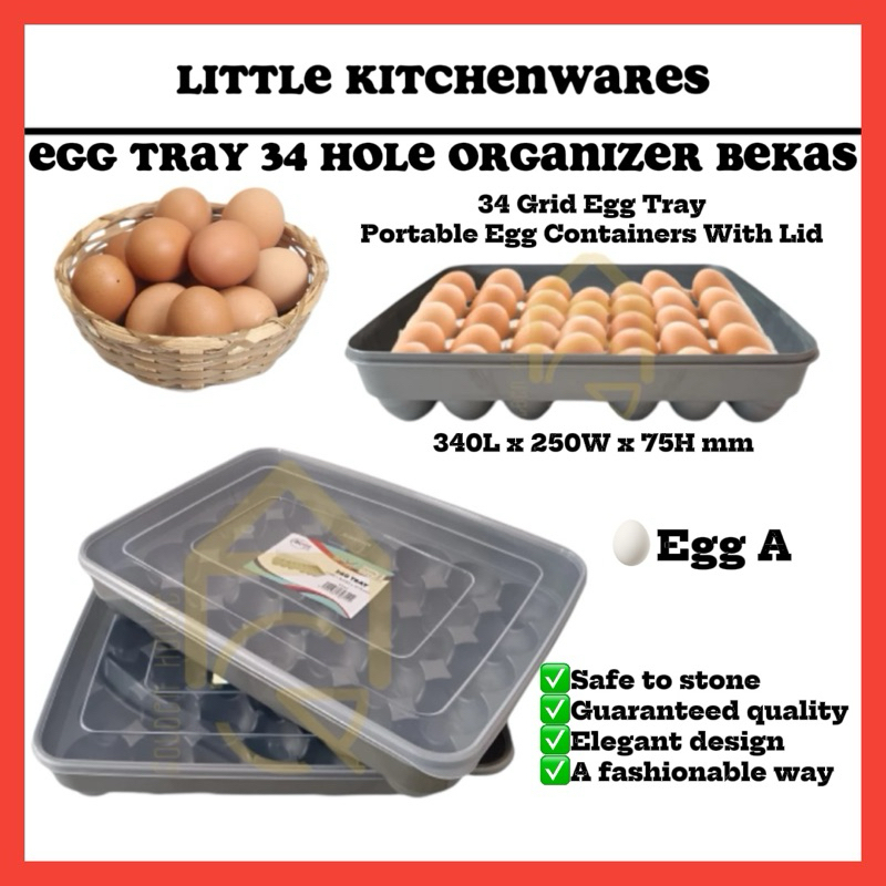 1137 TRAY TELUR BERTUTUP/Bekas Telur/EGG TRAY 34 HOLE ORGANIZER_BEKAS ...