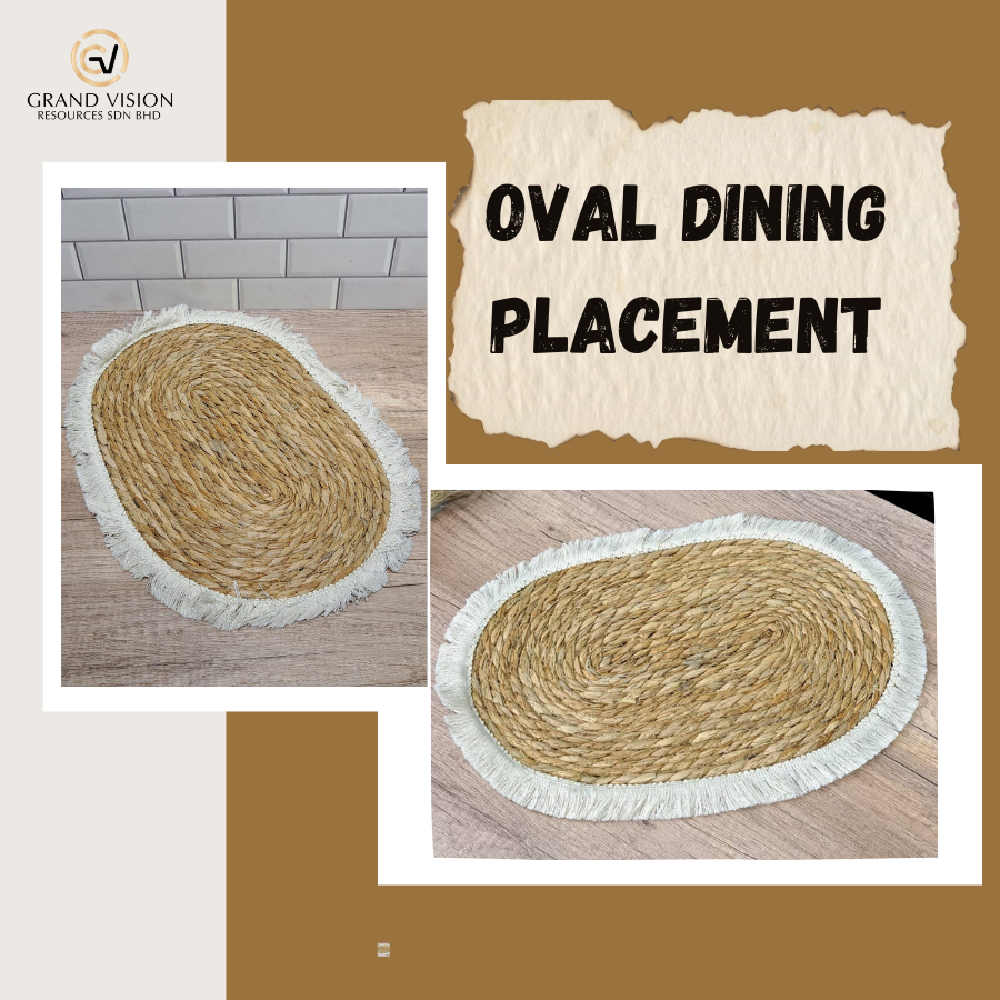 GV OVAL DINING PLACEMENT /OVAL RATTAN CUSHION HANDMADE TABLE MAT RATTAN ...