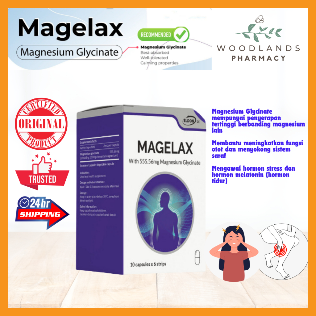 ASCENTIA MAGELAX MAGNESIUM GLYCINATE- RELAXATION & CALMNESS & MUSCLE ...