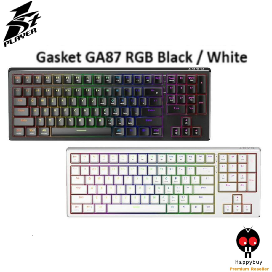 1st Player Gaster Mount Gasket GA87 Black / White USB Wired RGB 93 Keys ...