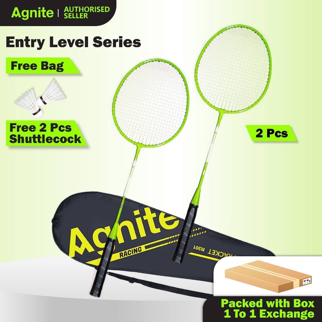 Agnite 2pcs Raket Badminton Original FREE Bola Badminton Shuttlecock ...